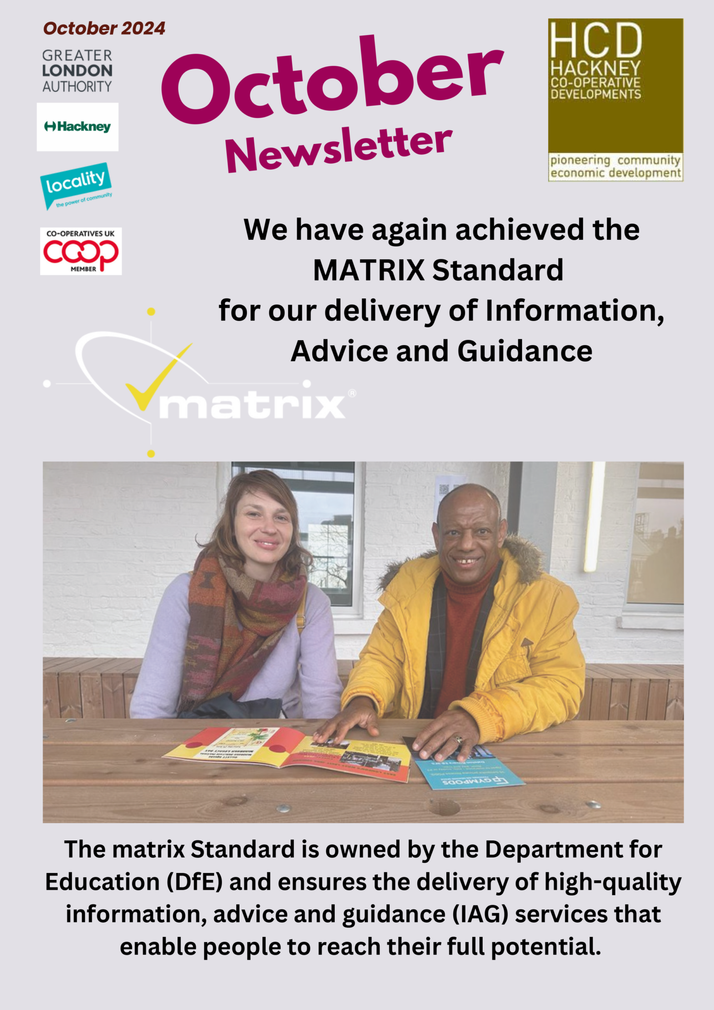 October Newsletter, We Have Achieved the Matrix Standard – HCD Hackney Cooperative Developments